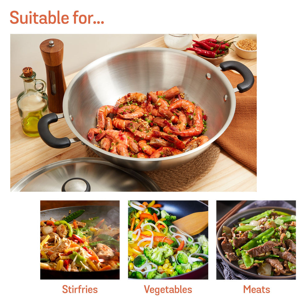 Meyer Centennial Stainless Steel 36cm Covered Wok | Cookware Brands