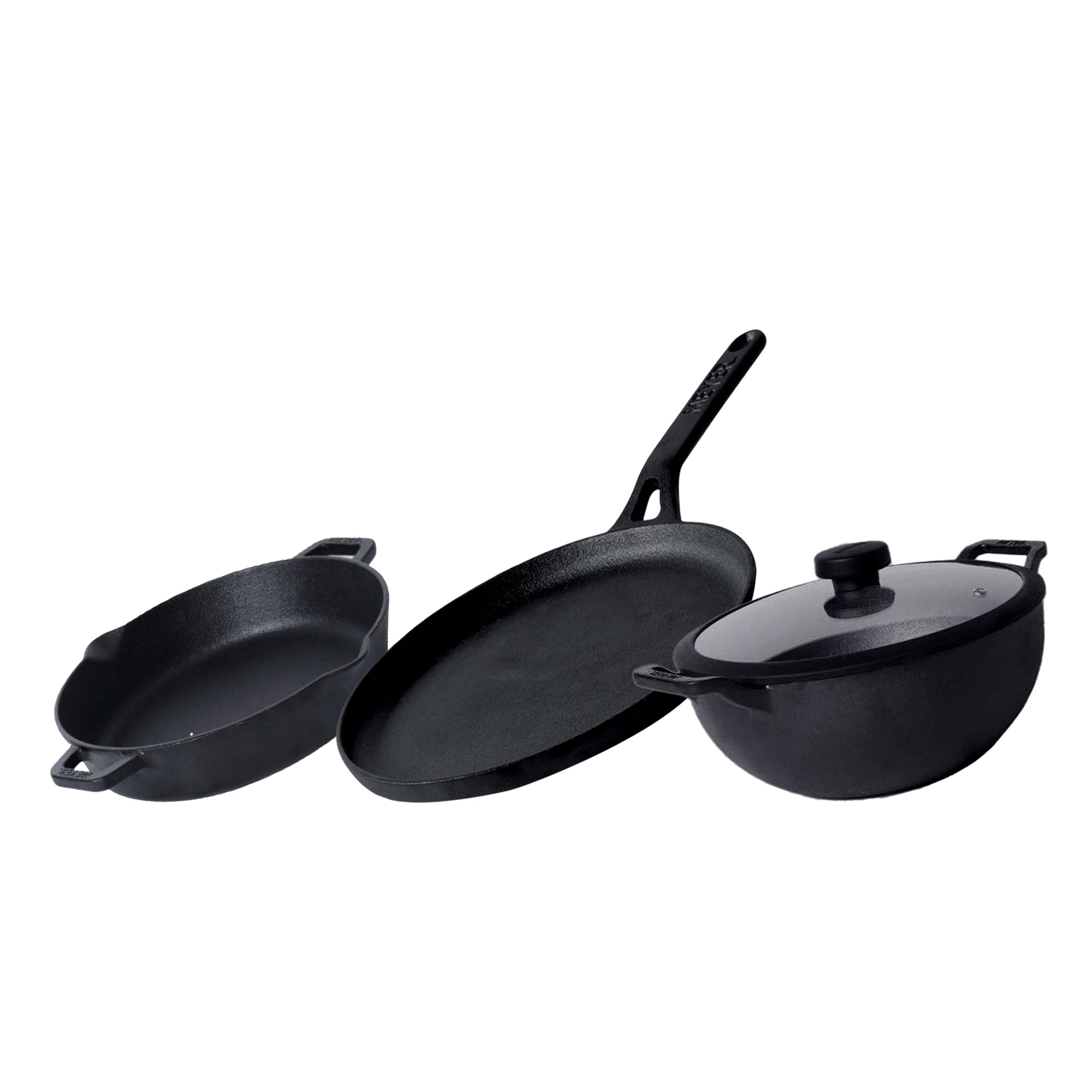 Meyer Pre-Seasoned Cast Iron Induction 3 Piece Complete Set | Cookware ...