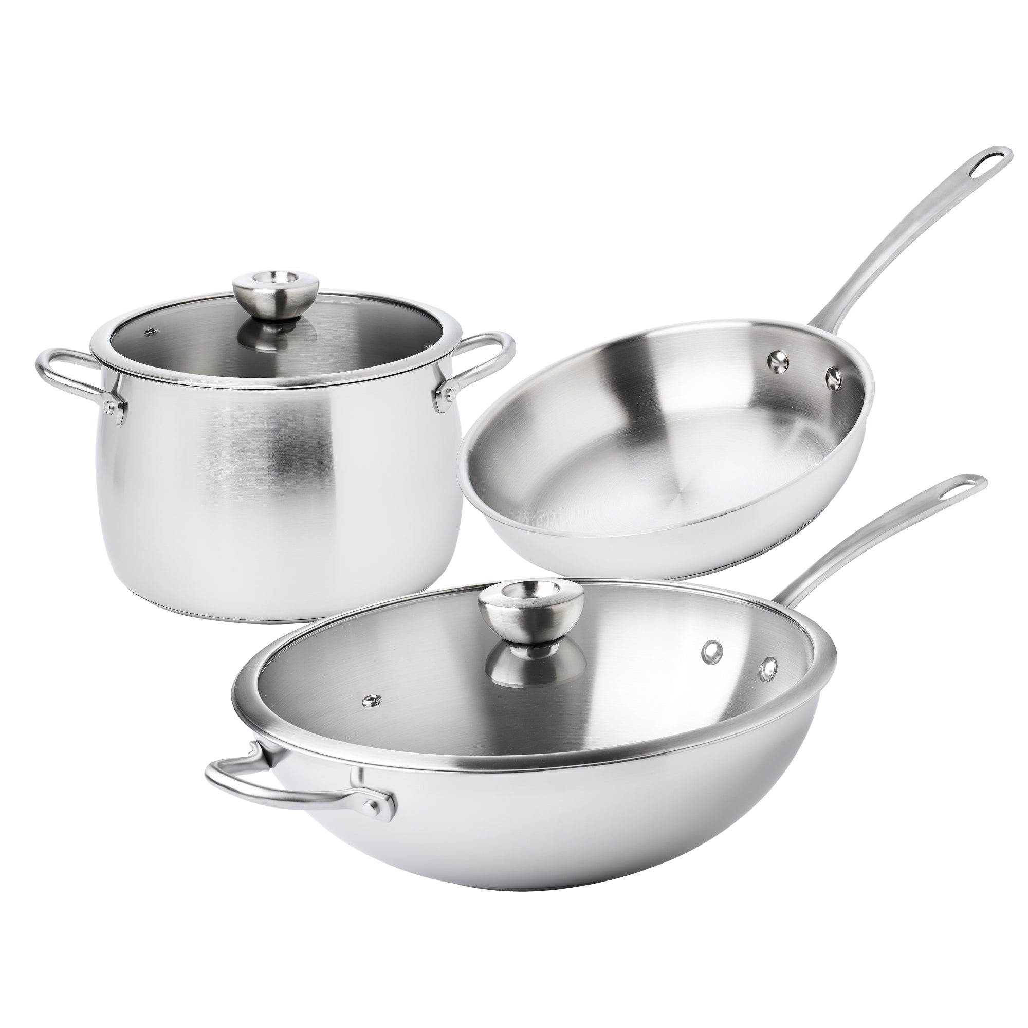 Meyer White Steel Stainless Steel Induction 3 Piece Complete Set ...